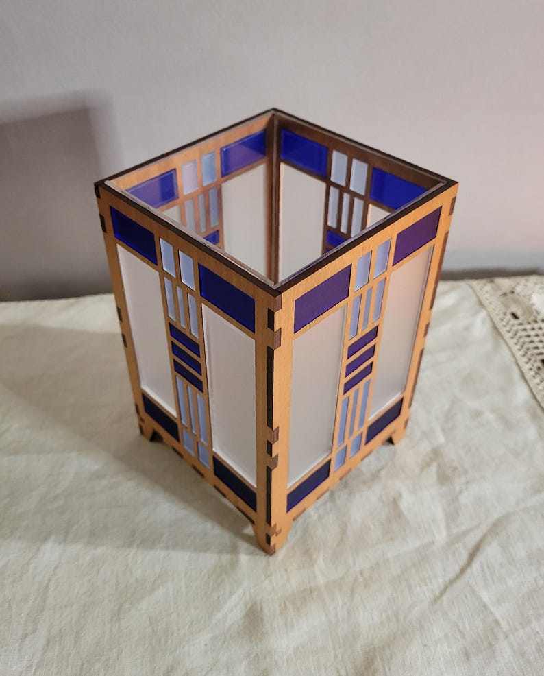 Prairie Style Lantern, Arts and Crafts Era Decor, Cobalt Wedgewood ...