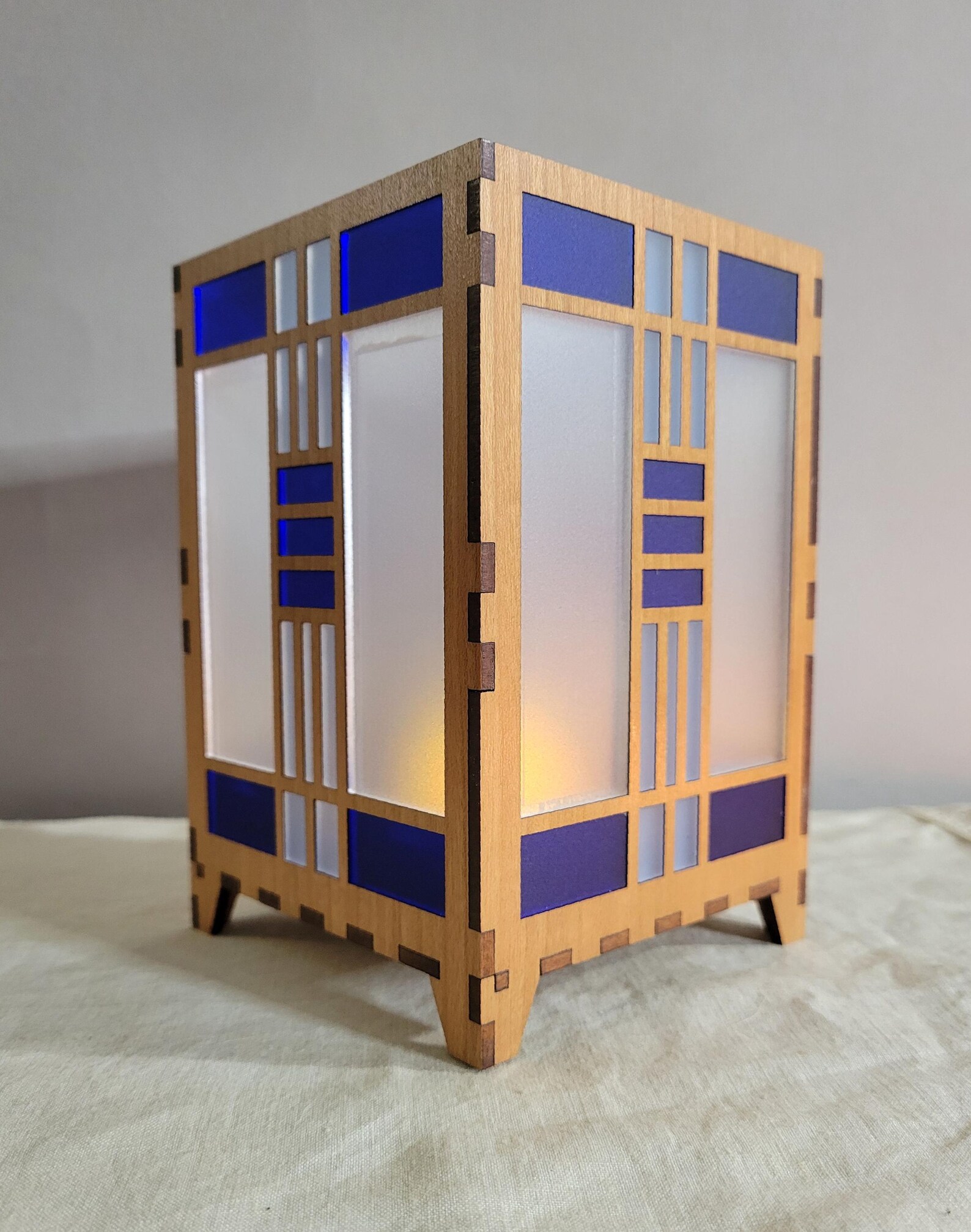Prairie Style Lantern, Arts and Crafts Era Decor, Cobalt Wedgewood ...
