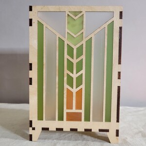 Prairie Style Lantern, Arts and Crafts Era Decor, Lime Olive Orange ...