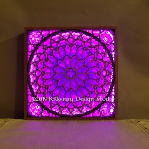 Rose Window Cathedral Stained Glass LED Light Box Frame, Ambient ...