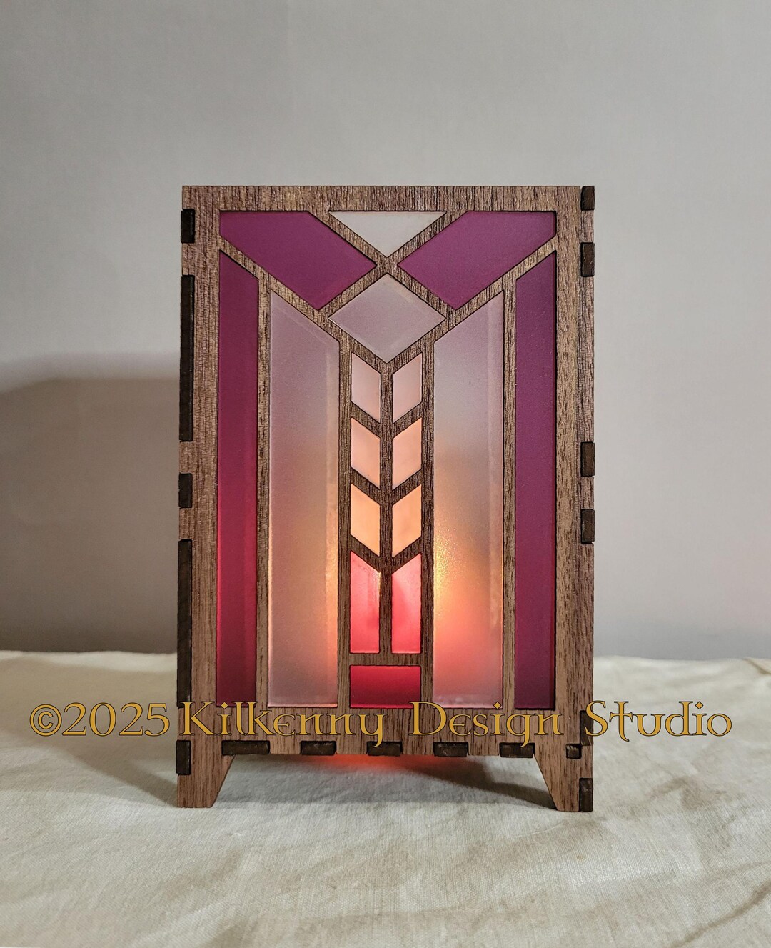 Prairie Style Lantern, Arts and Crafts Era Decor, Plum Cherry Blossom ...