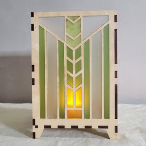 Prairie Style Lantern, Arts and Crafts Era Decor, Lime Olive Orange ...