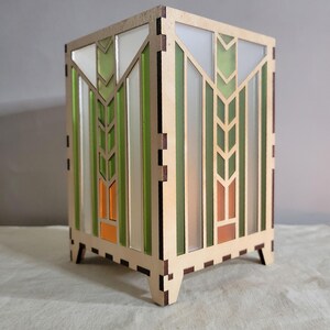 Prairie Style Lantern, Arts and Crafts Era Decor, Lime Olive Orange ...
