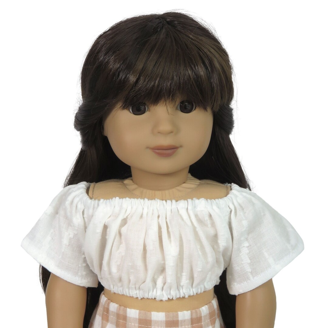 18" Doll Crop Top. White Textured Peasant Blouse. American Made Girl ...