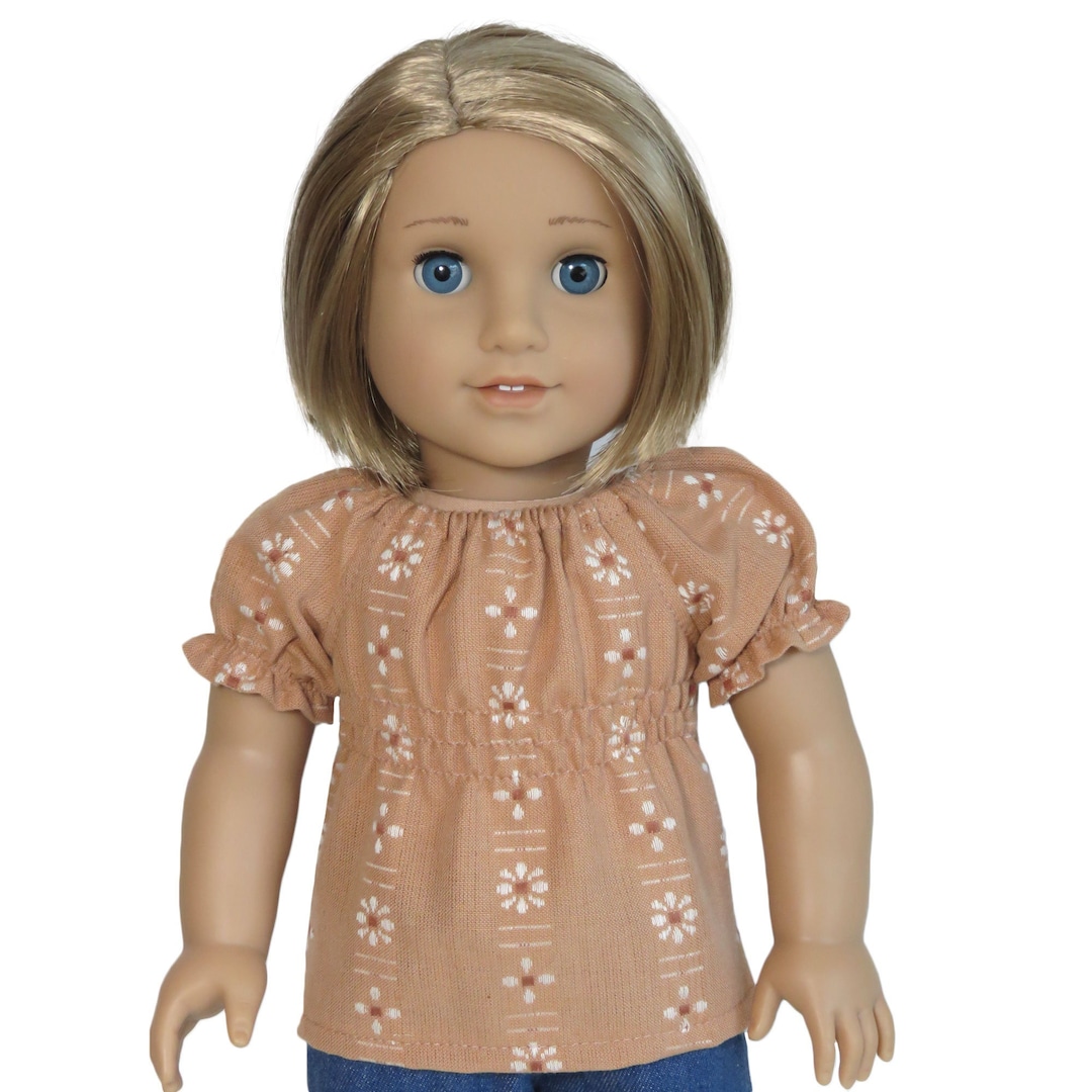 18 Inch Doll Top. Prairie Peach Daisy Print and Shirred Bodice. Short ...
