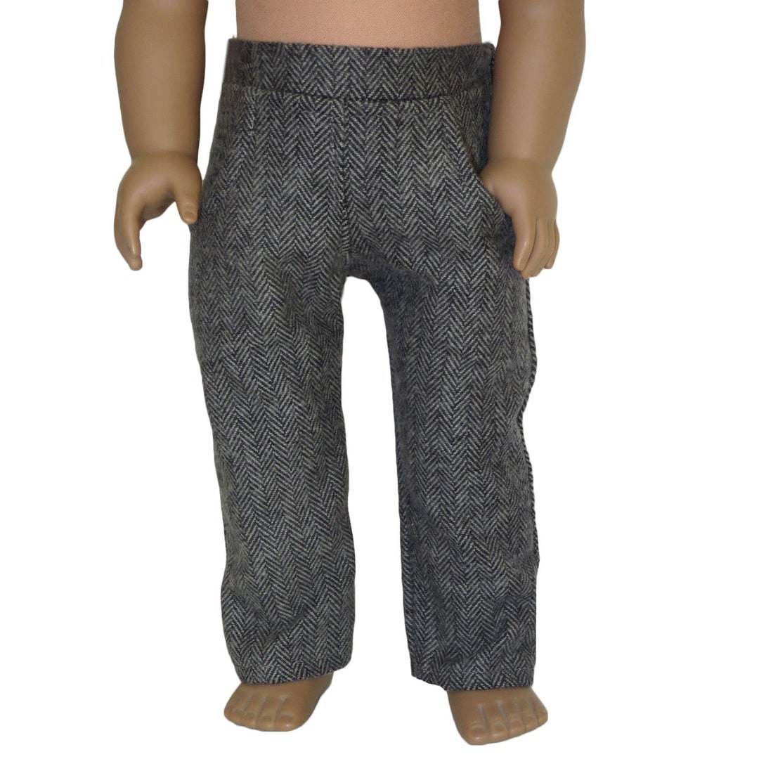 18 Inch Doll Pants. Dark Gray Herringbone. Two Front Pockets. American ...