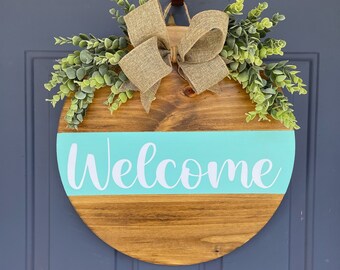 Beach Round Wood Door Sign - Etsy