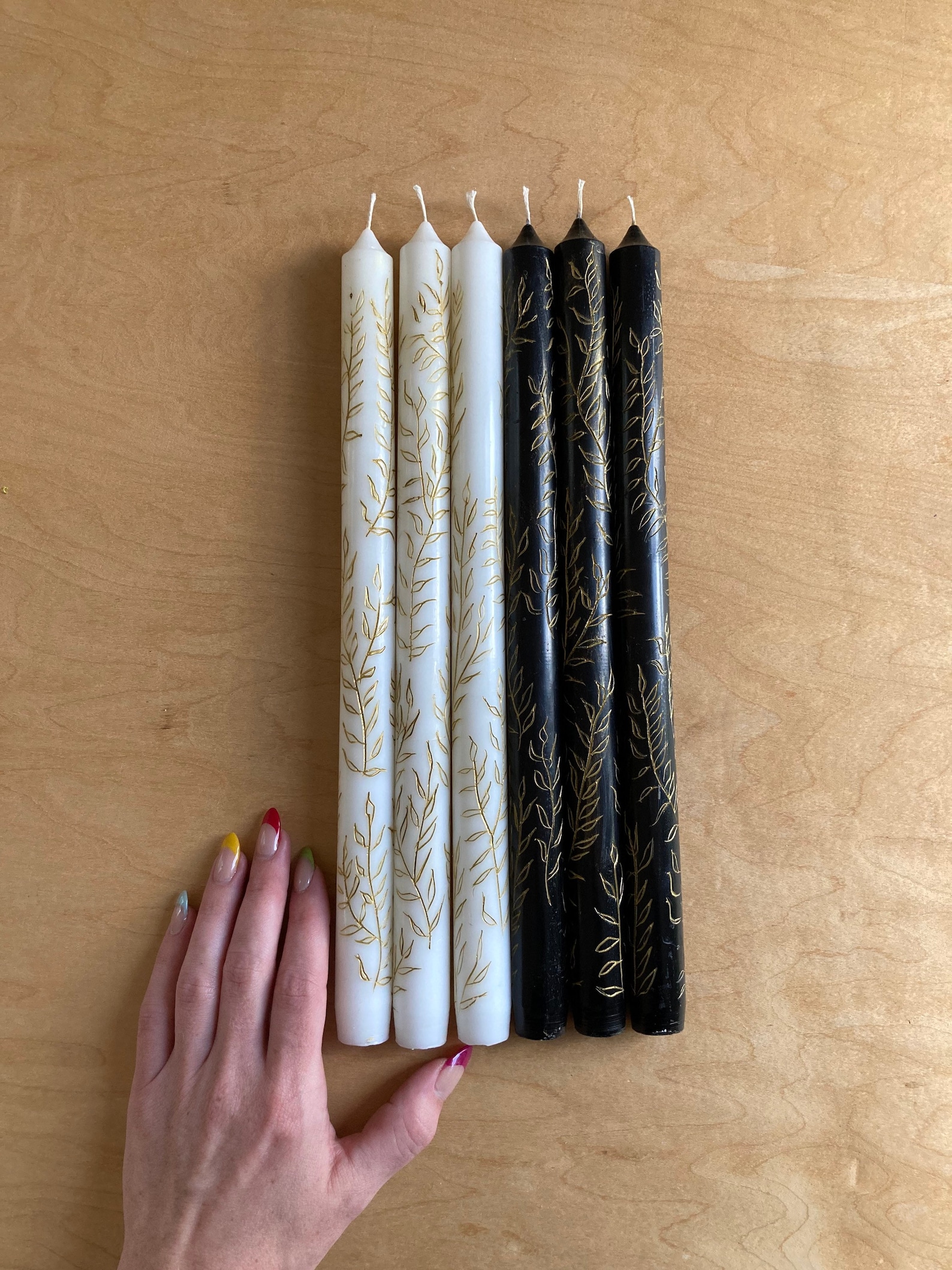 Gold Leaf Engraved Taper Candles - Etsy