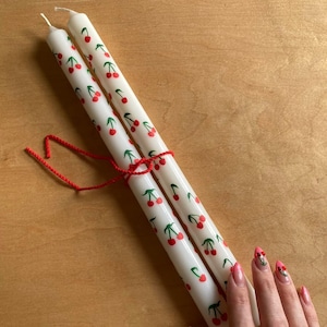 Painted Cherry Candles - Etsy