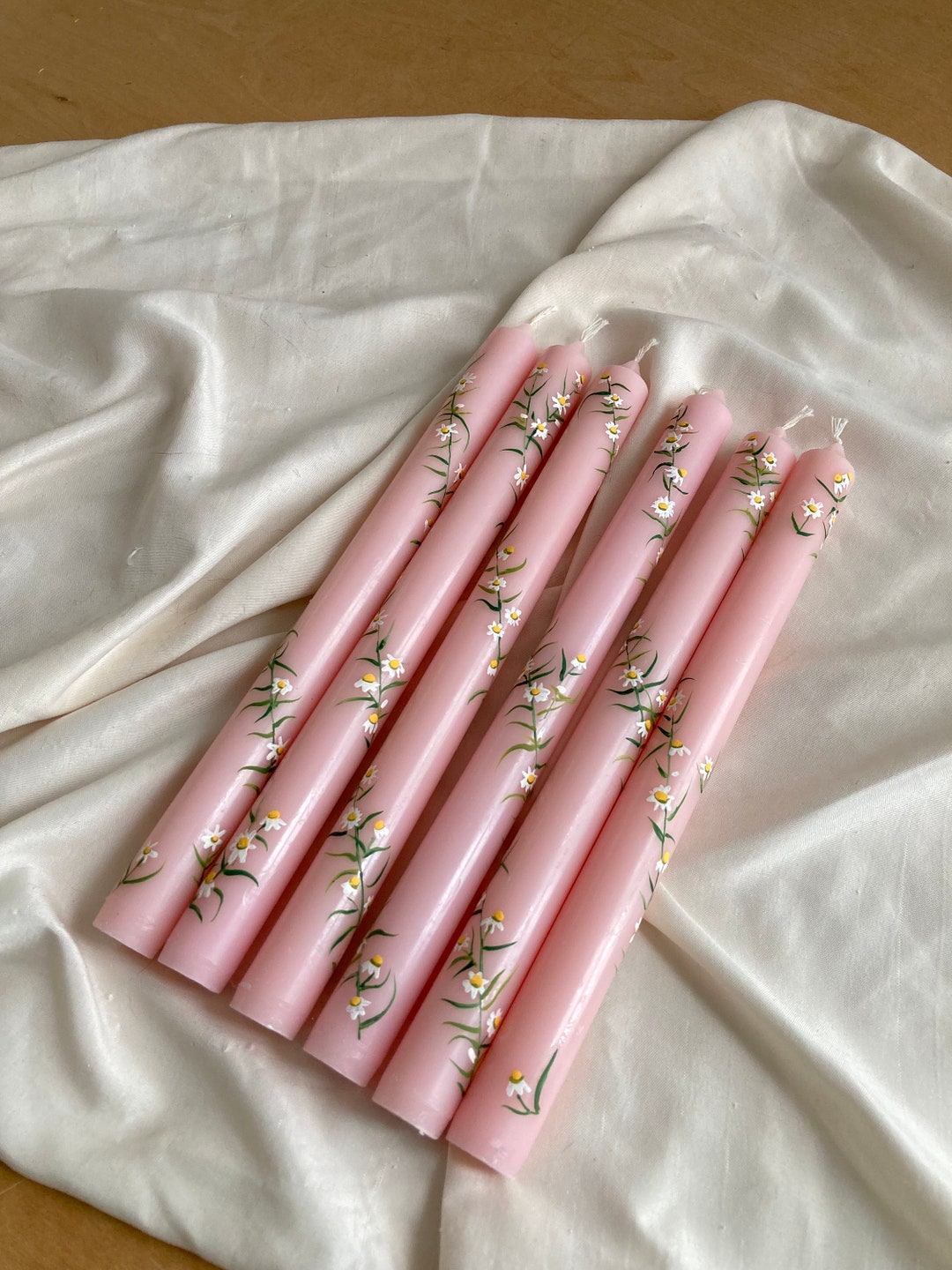 Painted Daisy Candles - Etsy