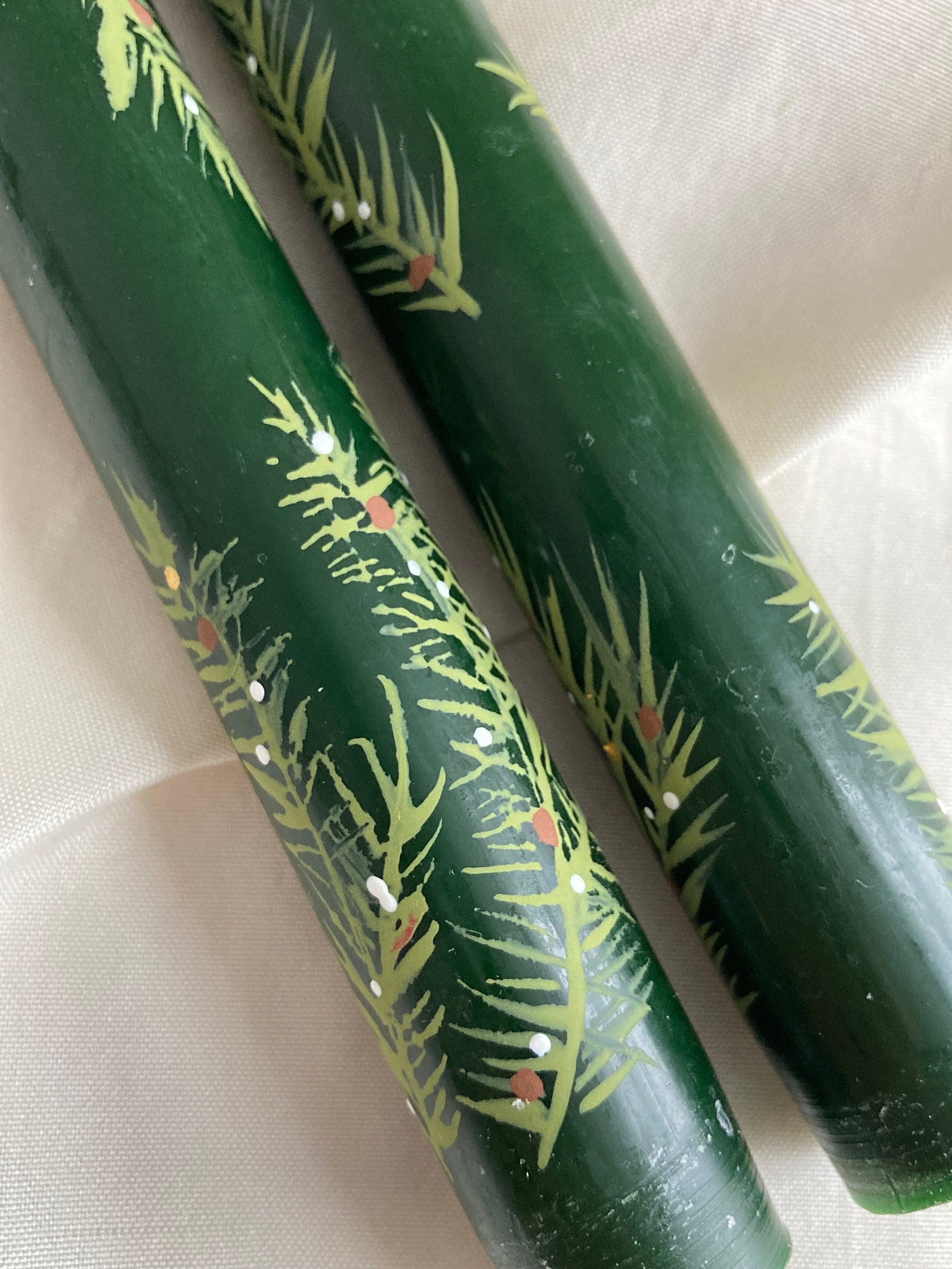 Painted Evergreen Candles - Etsy