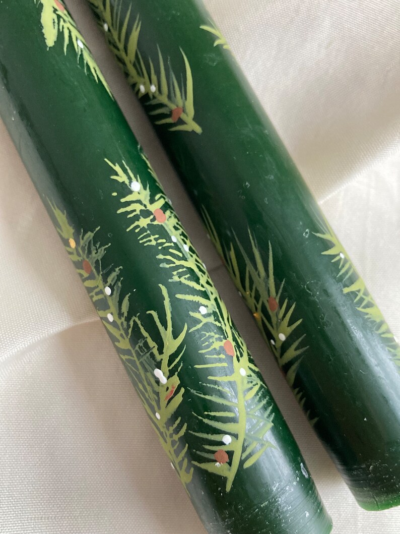 Painted Evergreen Candles - Etsy