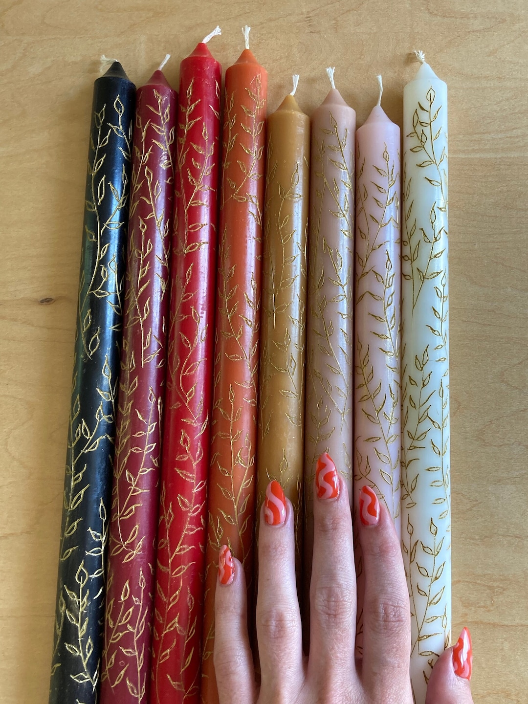 Gold Leaf Engraved Taper Candles - Etsy