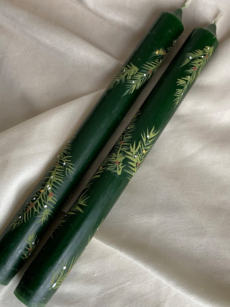 Painted Evergreen Candles - Etsy