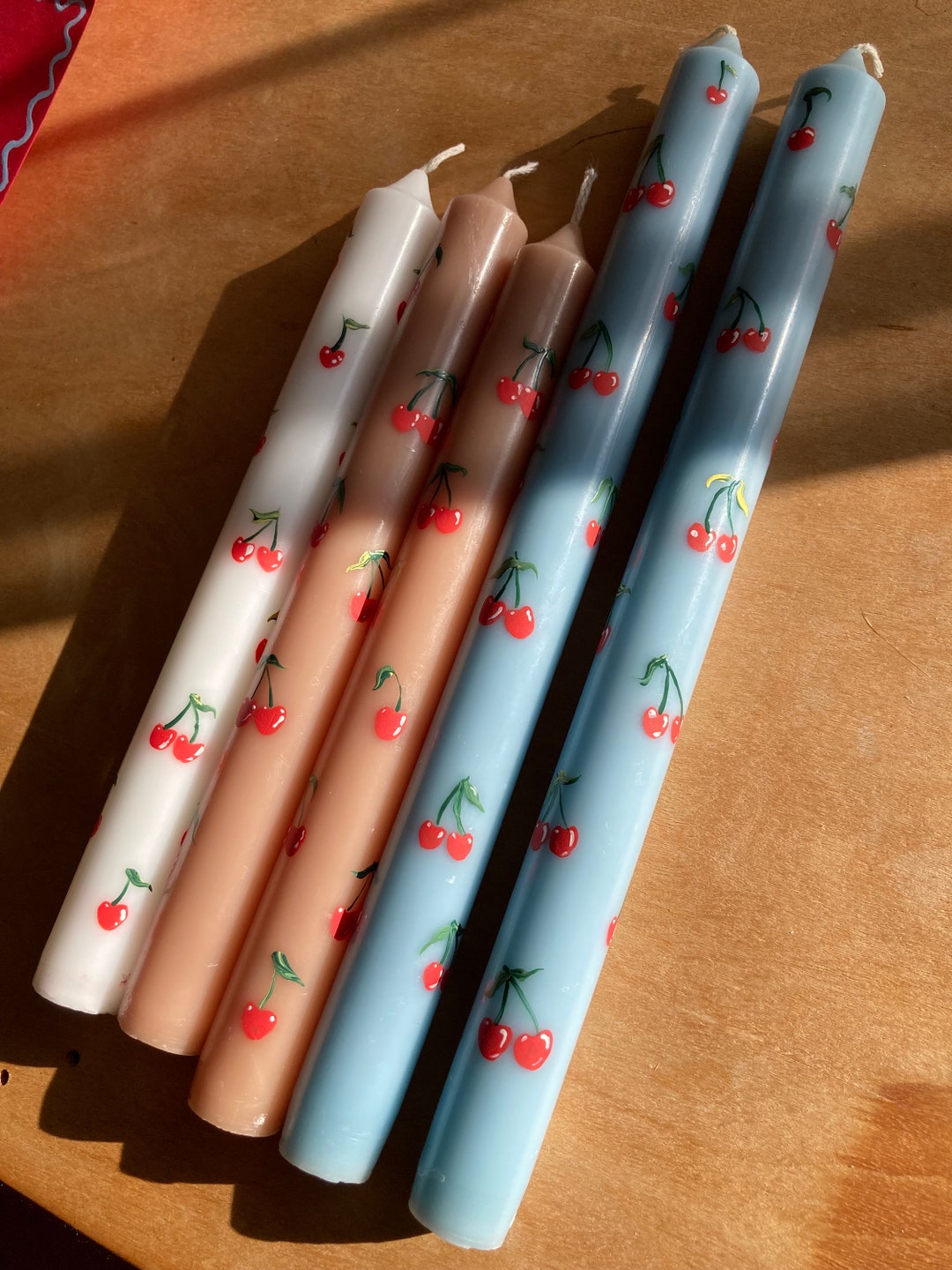 Painted Cherry Candles - Etsy