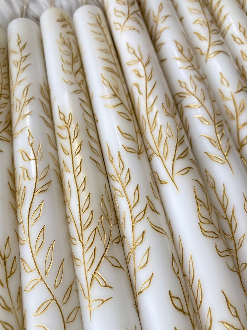 Gold Leaf Engraved Taper Candles - Etsy