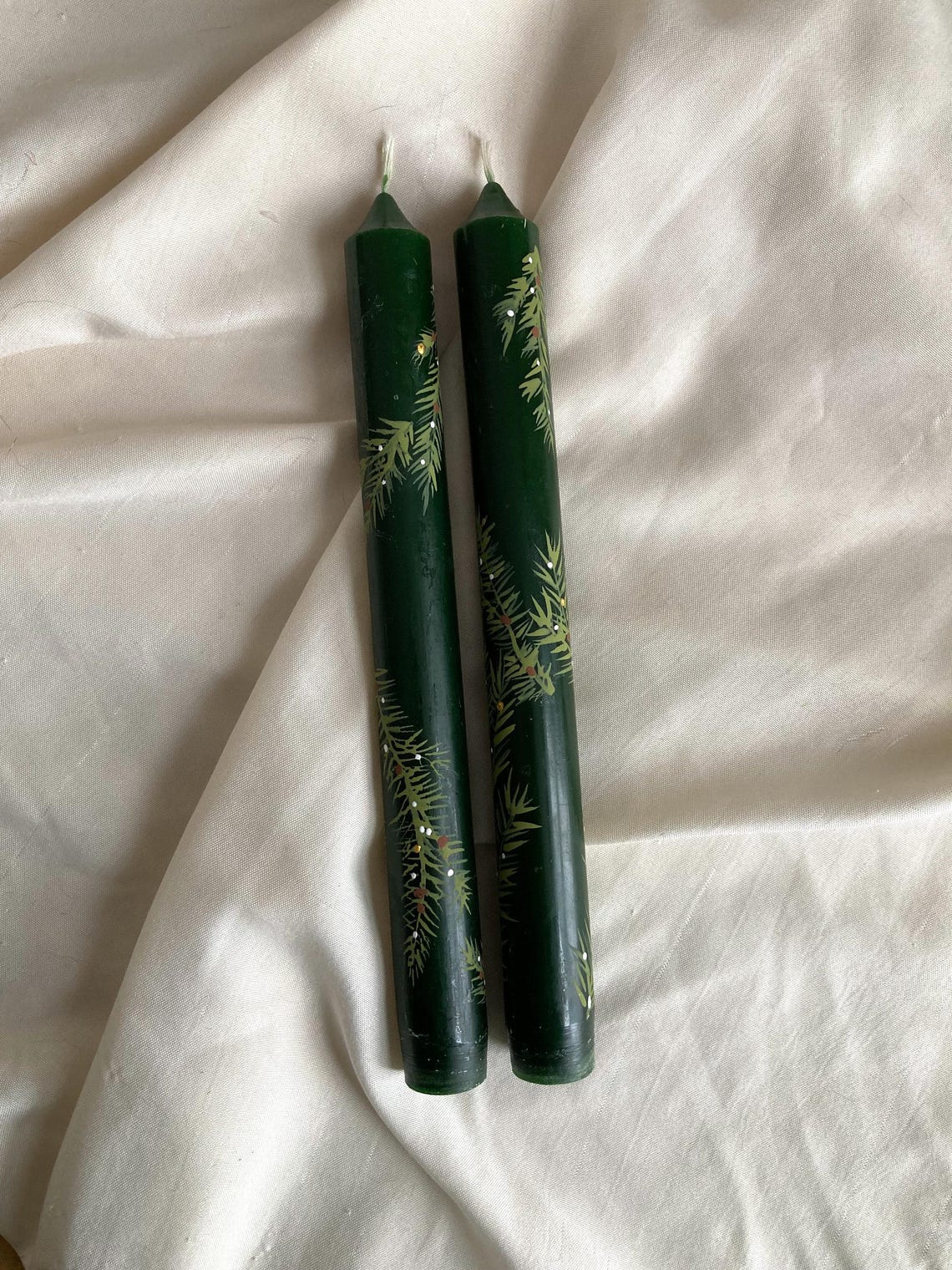 Painted Evergreen Candles - Etsy