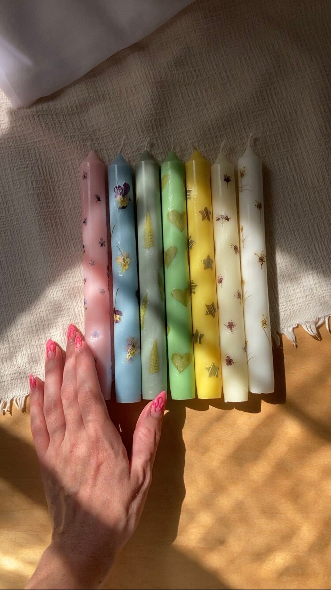 Pressed Flower Taper Candles - Etsy