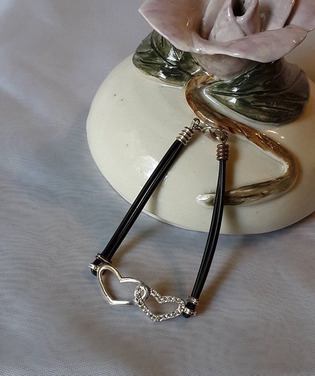SP and Crystal Intertwining Hearts Premier Designs Jewelry Poly Cord ...