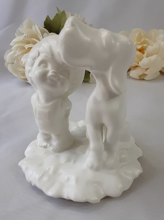 Vintage Goebel Germany Blanc De Chine Boy W Hound Dog Figurine - Etsy