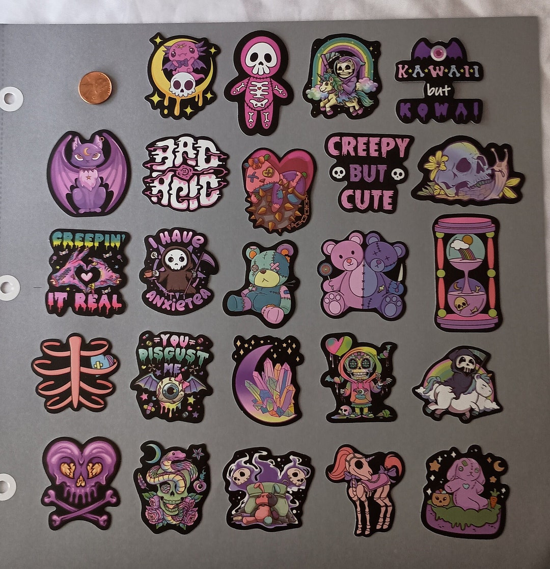 KAWAII Creepy but Cute Curated Collection of 24 Die-cut Stickers New - Etsy