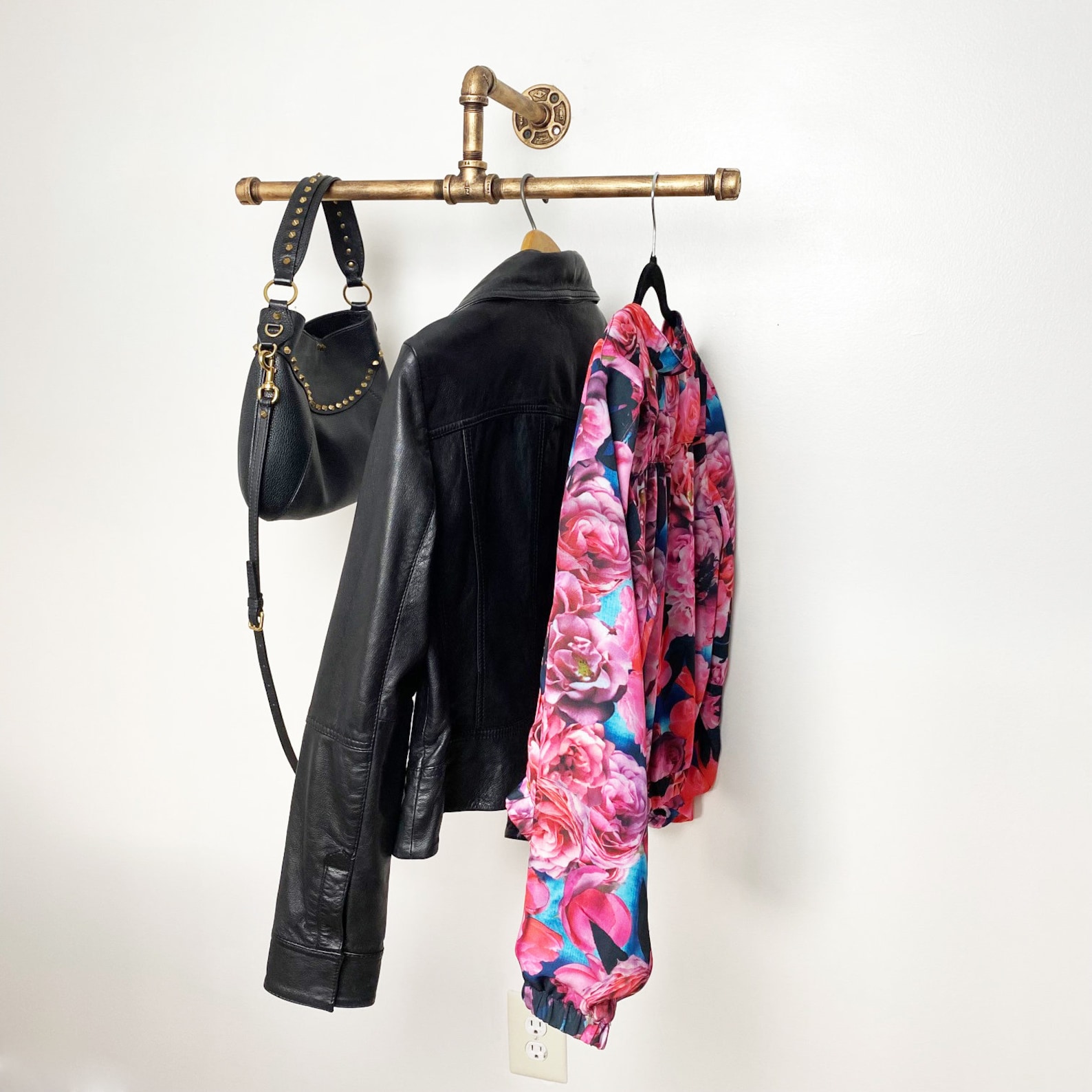 Industrial Pipe Floating Clothing Rack | Rustic Clothes Rod ...