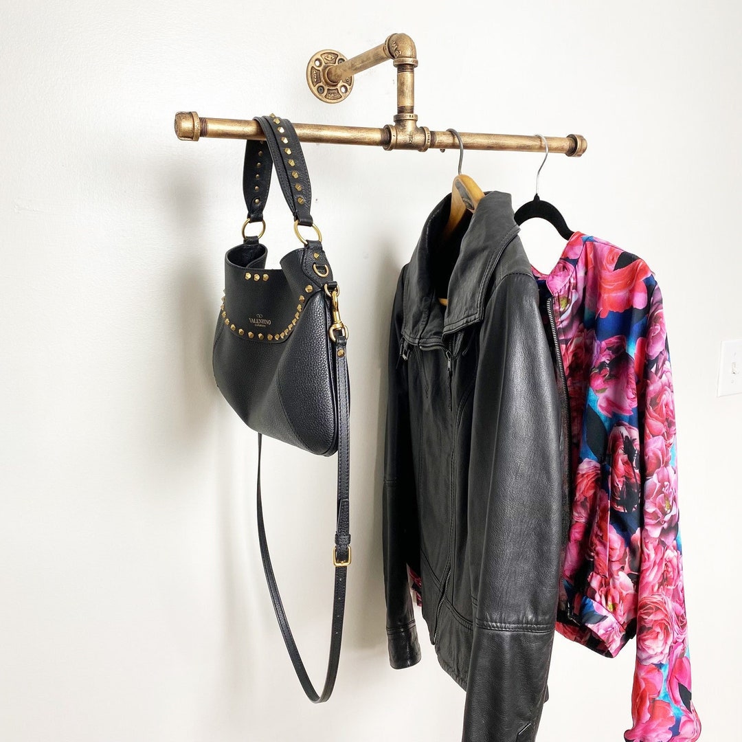 Industrial Pipe Floating Clothing Rack | Rustic Clothes Rod ...