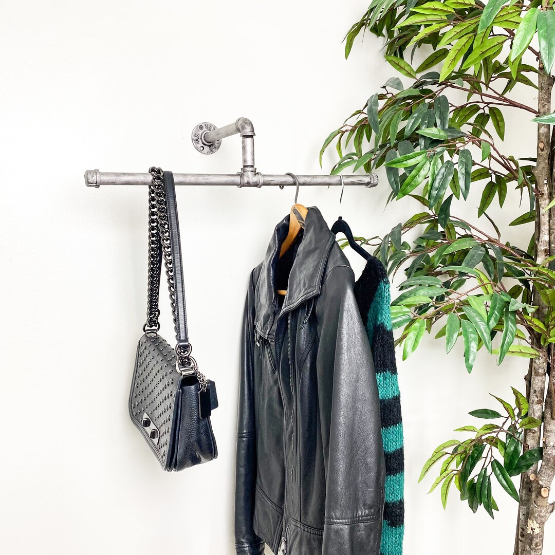 ANY COLOR Wall Mounted Industrial T Rack Hanging Rack Pipe Clothes Bar ...