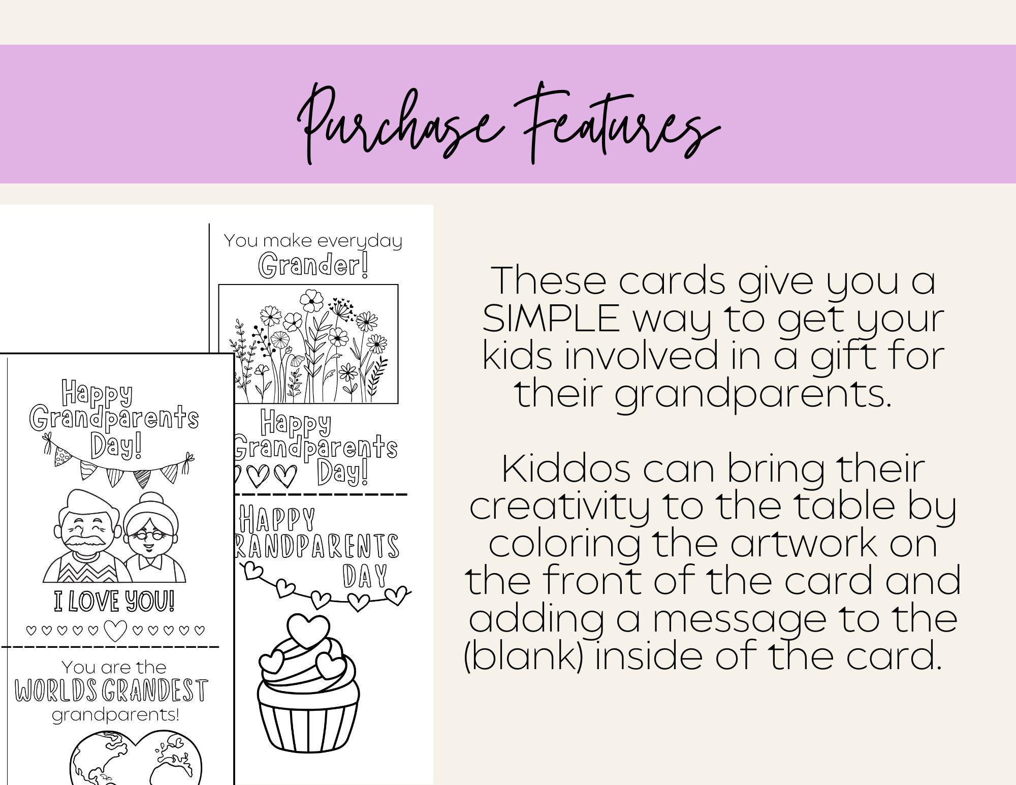Grandparents Day Coloring Card: Printable Greeting Card (digital ...
