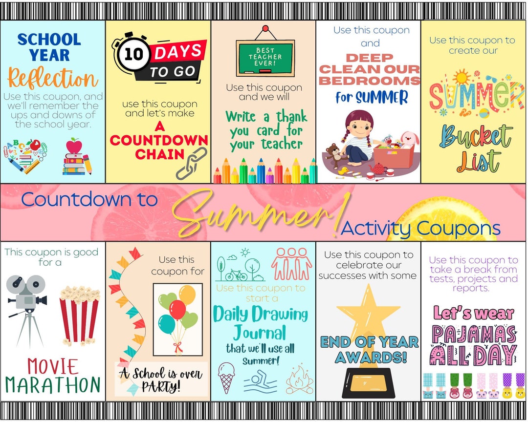 Countdown to Summer Activities, End of School Year Activities for Kids ...
