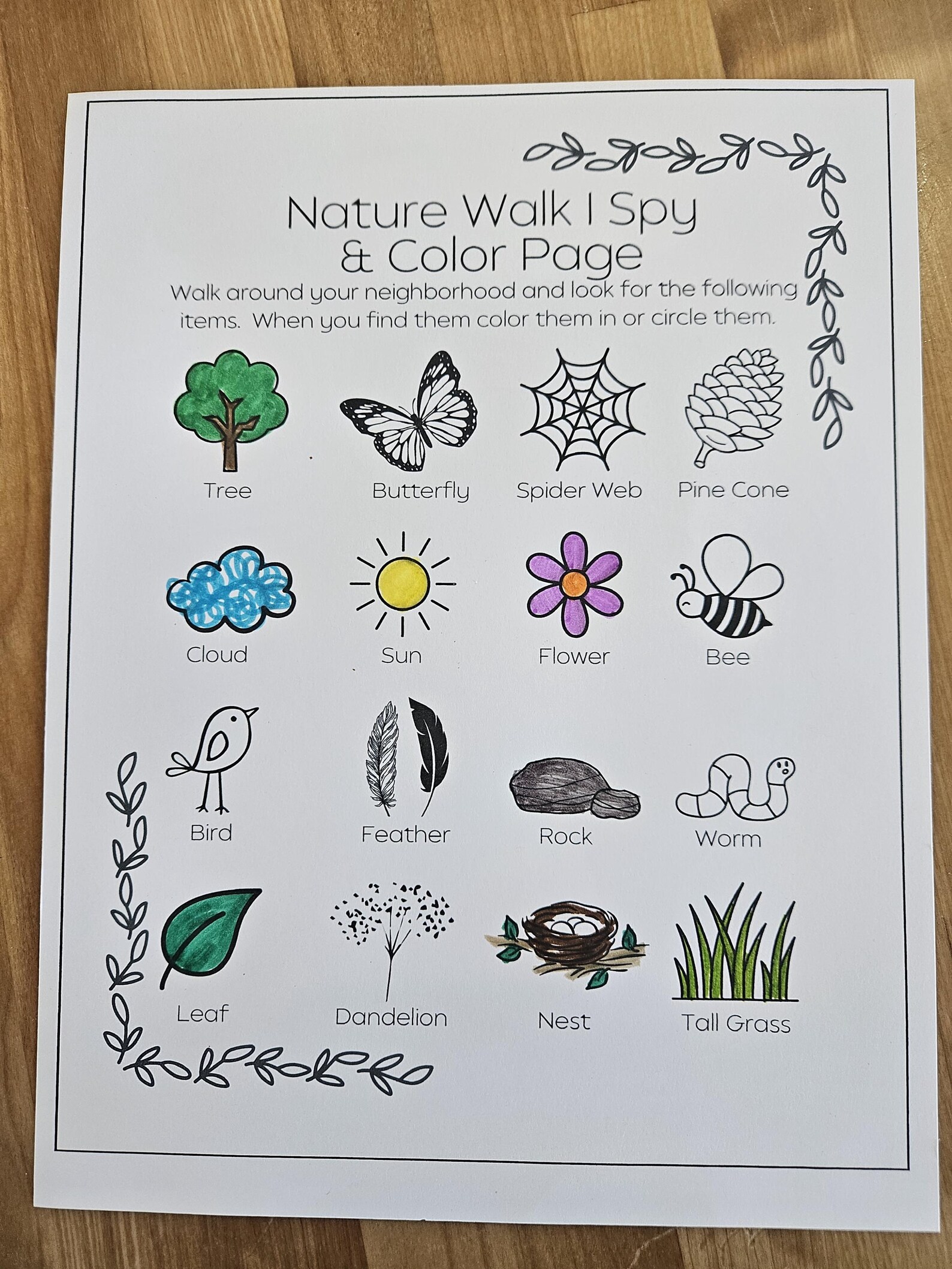 Nature Walk I Spy & Color Page, DIGITAL Download, Activities for Kids ...