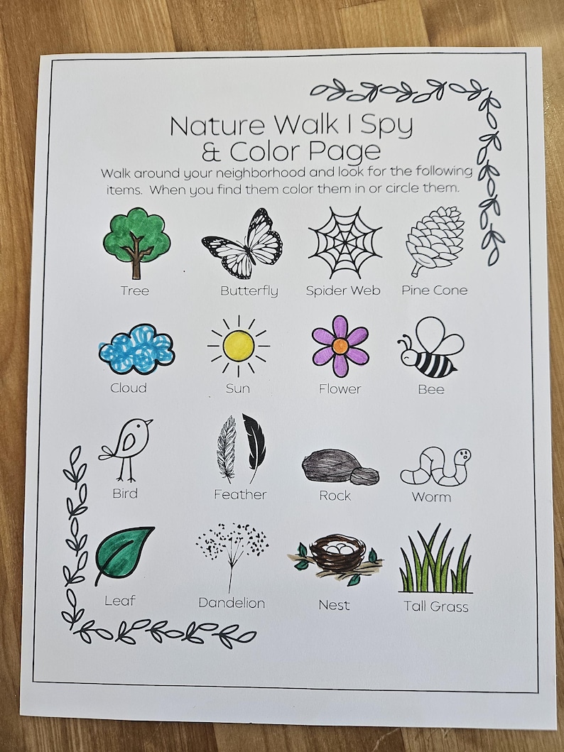 Nature Walk I Spy & Color Page, DIGITAL Download, Activities for Kids ...