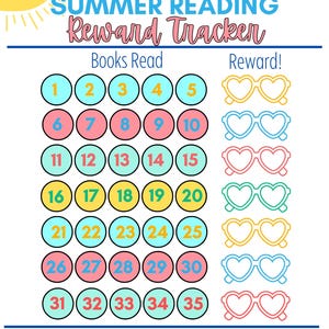 Summer Reading Reward Chart, Digital Download, Summer Reading Tracker ...