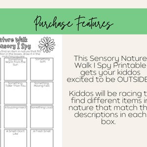 Nature Scavenger Hunt Sensory I Spy Printable, DIGITAL Download ...