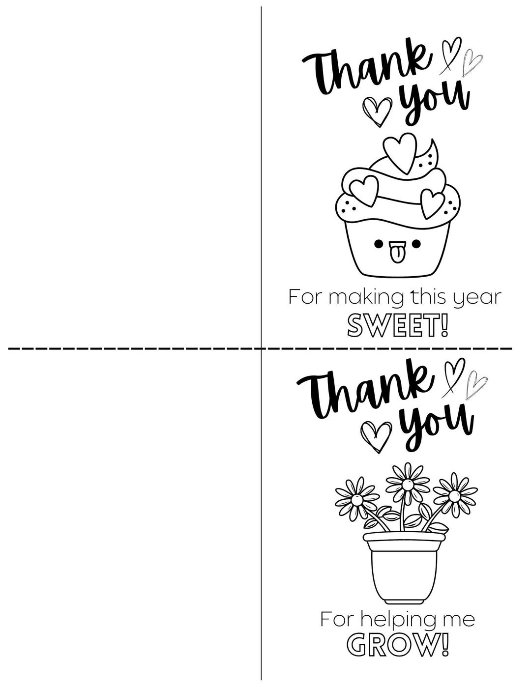 Teacher Appreciation Card for Kids to Color, End of School Year Thank ...