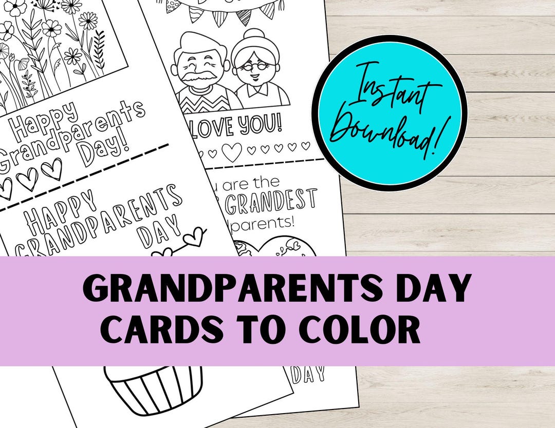 Grandparents Day Coloring Card: Printable Greeting Card (digital ...