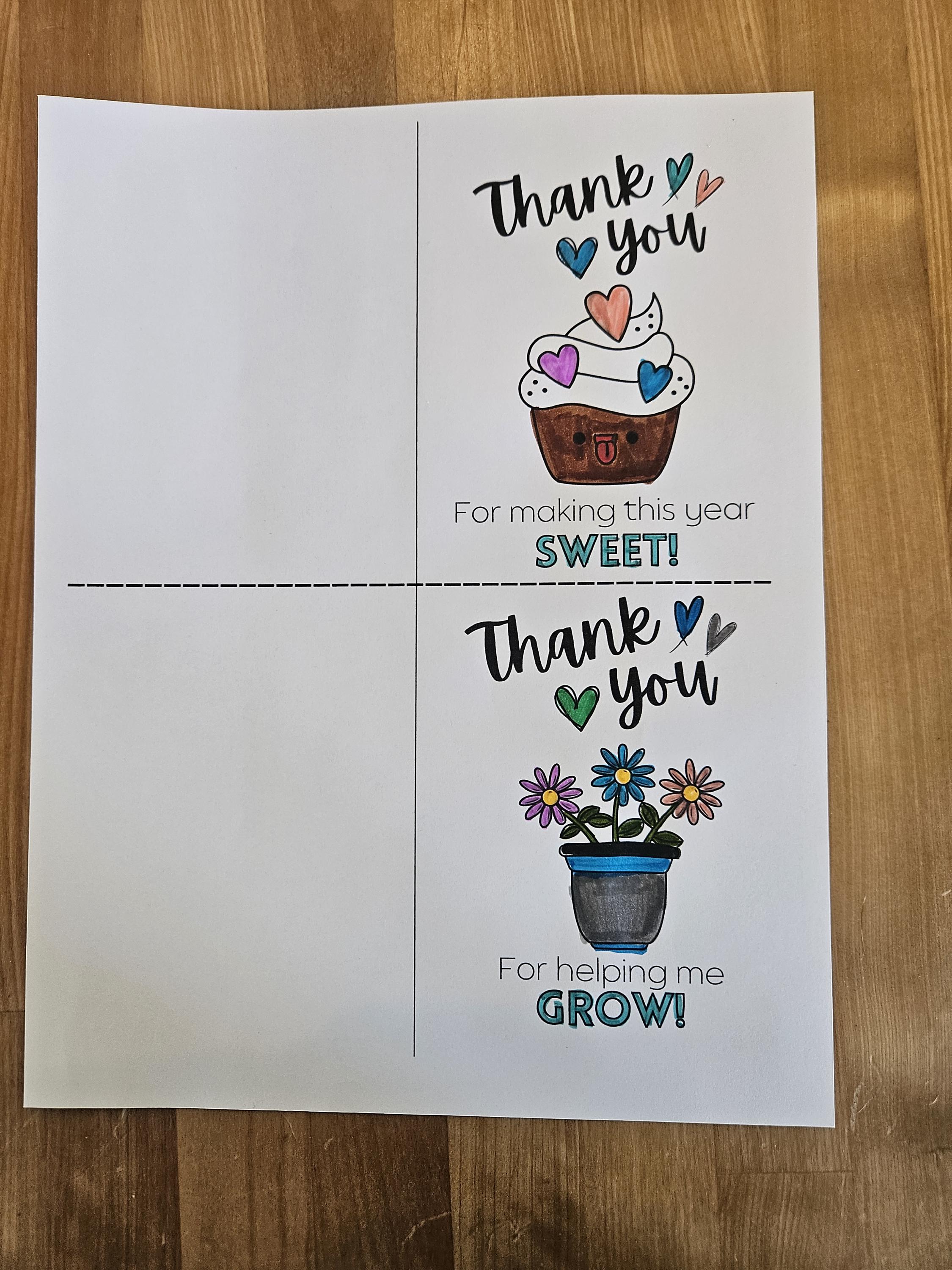Teacher Appreciation Card for Kids to Color, End of School Year Thank ...