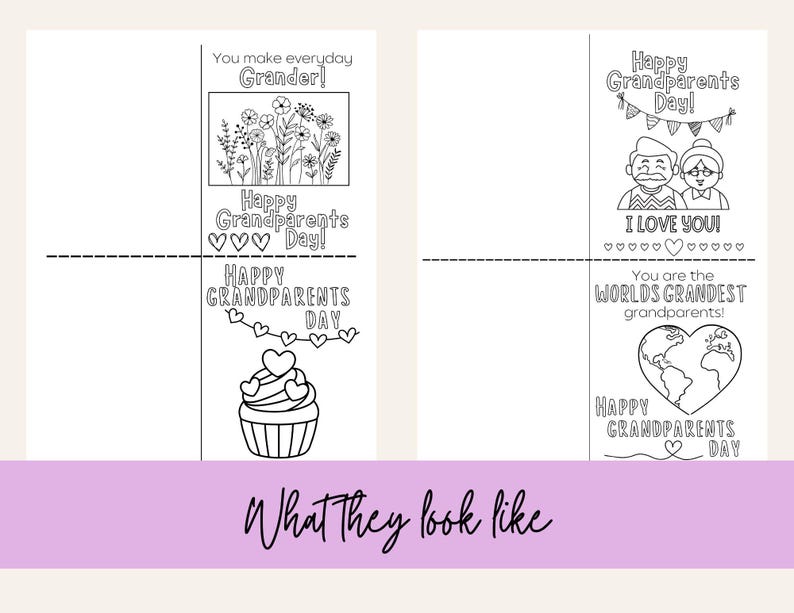 Grandparents Day Coloring Card: Printable Greeting Card (digital ...