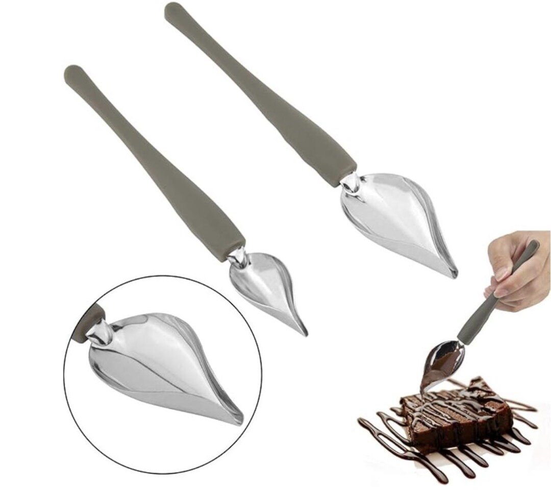 Set of 2 NEW Culinary Drawing Decorating Drizzle Spoons, Stainless ...