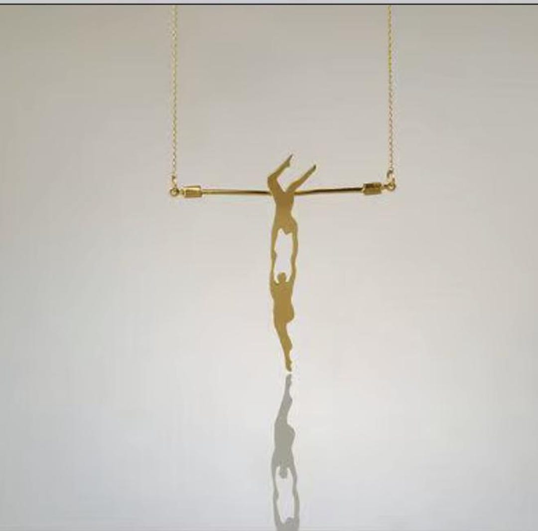 Lets Lift Each Other UP 2 People on a Trapeze Acrobat Necklace Silver ...