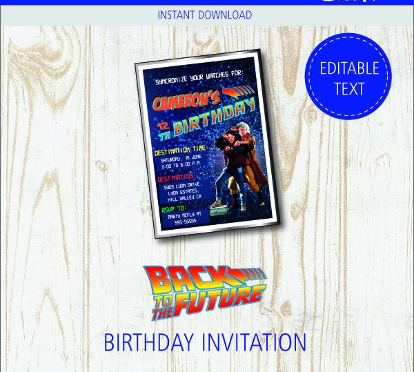 Back to the Future Birthday Party Invitations Thank You - Etsy