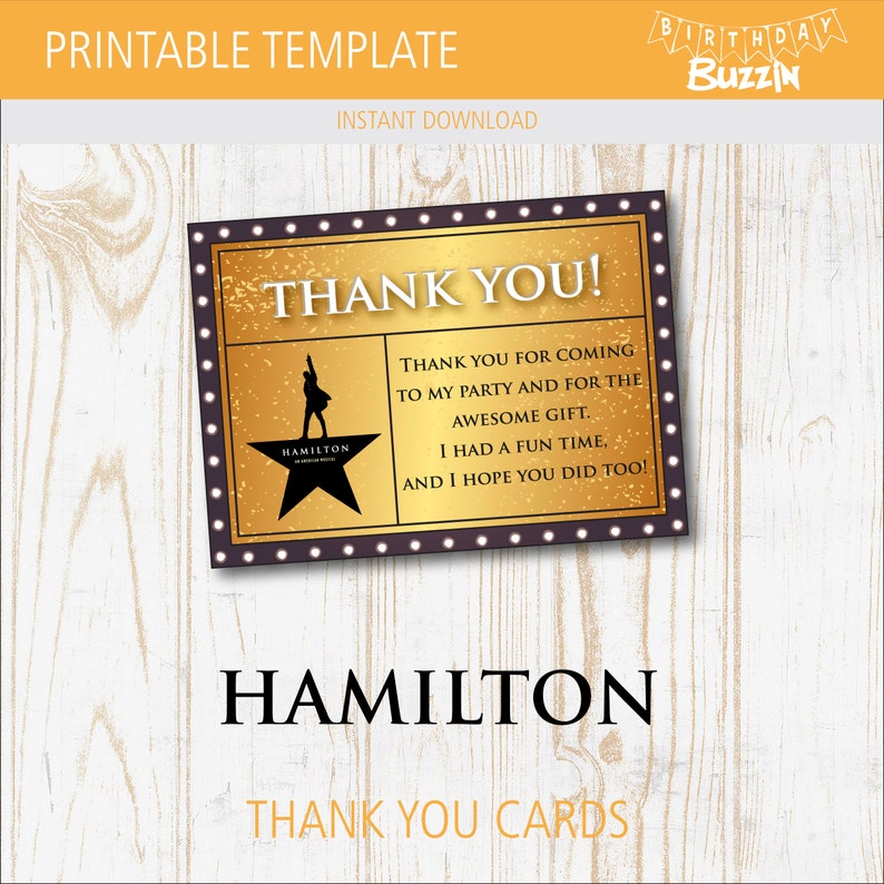 Hamilton Birthday Party Invitations Thank You Cards - Etsy