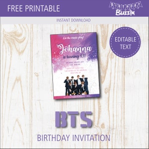 BTS Birthday Party Printables Pack- Decorations W/ Invitations - Banner ...