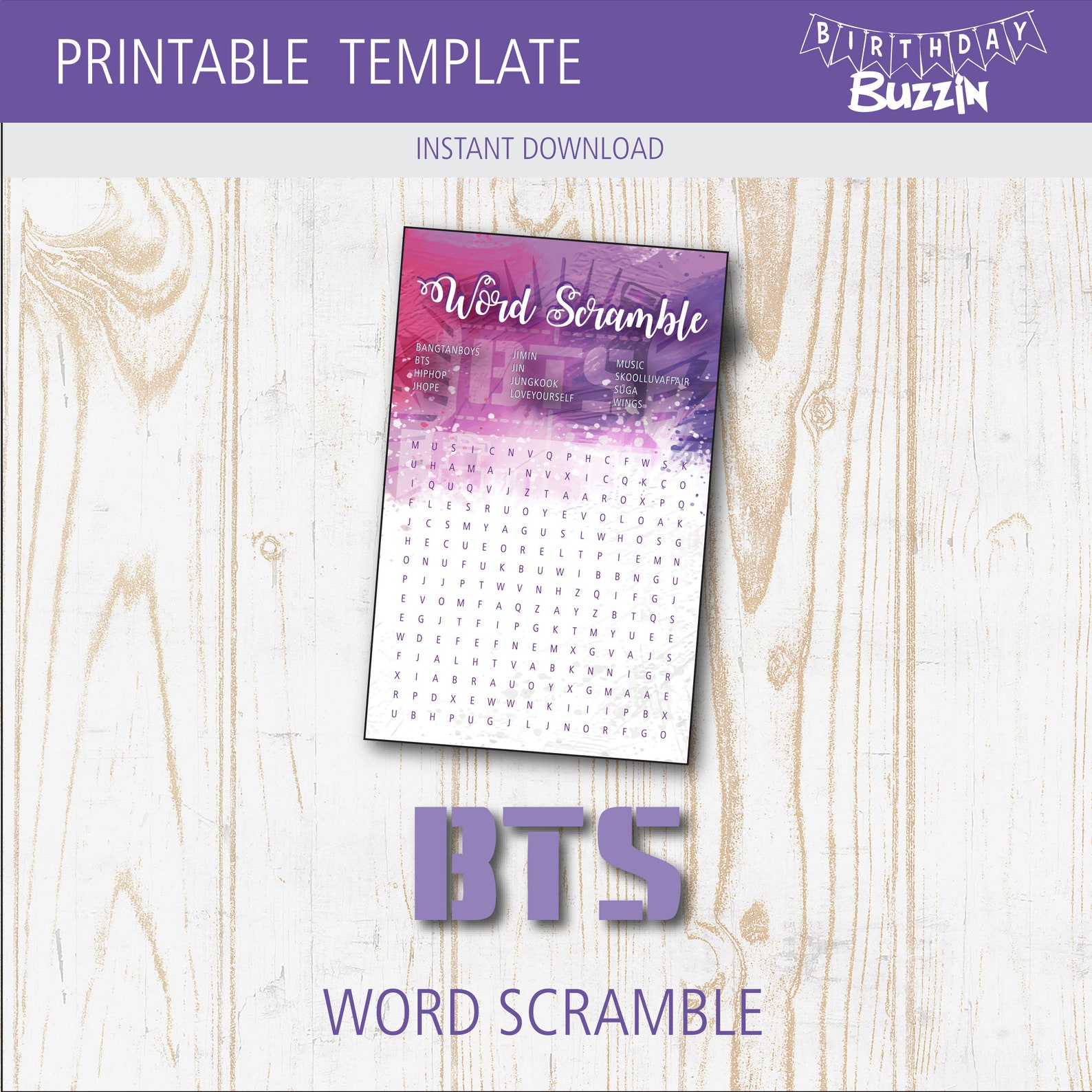 BTS Birthday Party Printables Pack Decorations W/ Invitations - Etsy