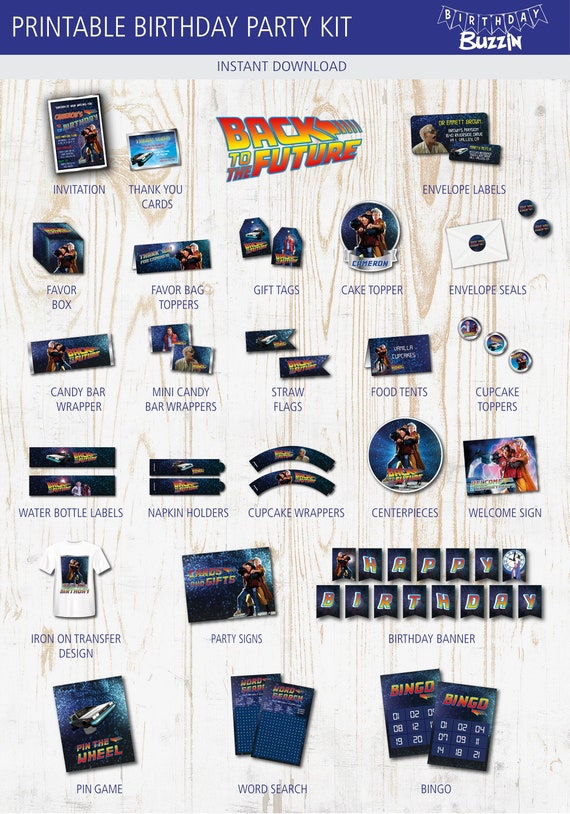 Back to the Future Birthday Party Printables Pack Decorations - Etsy