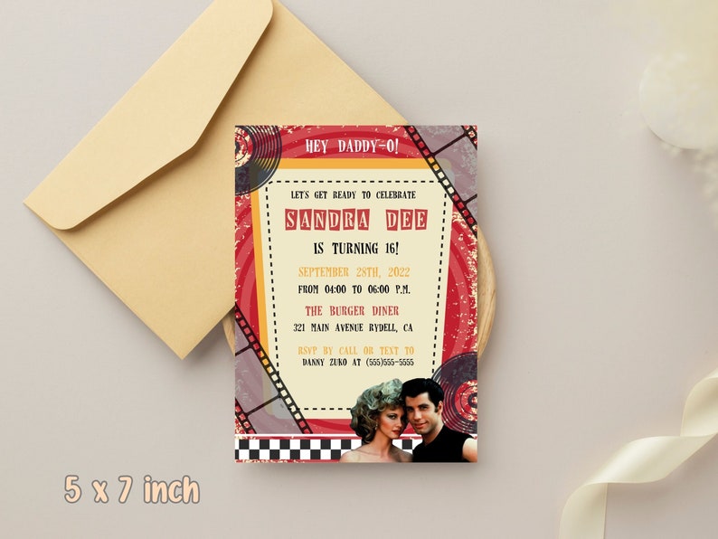 Grease Birthday Party Invitations Printable Template, Editable ...