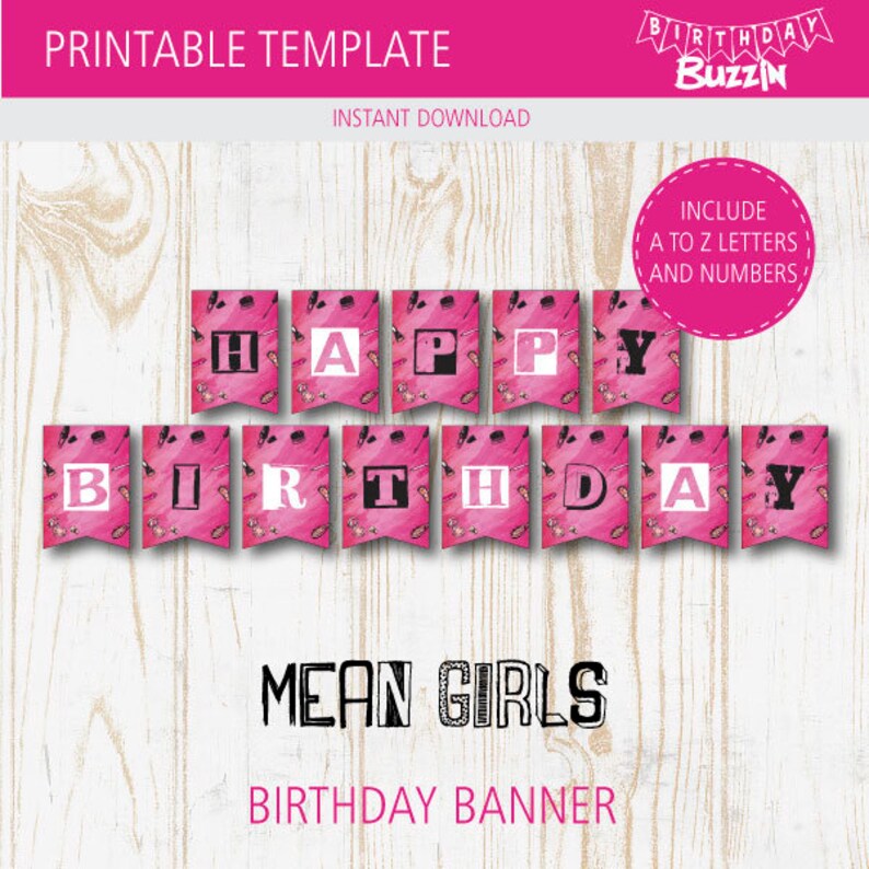 Mean Girls Birthday Banner Party Decoration Happy Birthday Template