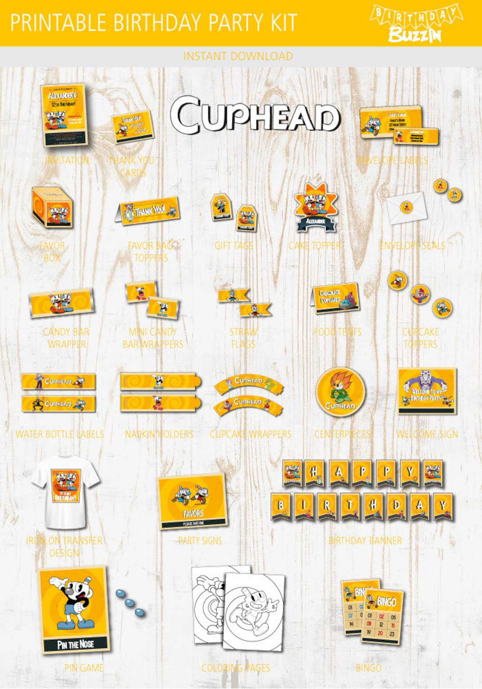 Cuphead Birthday Party Printables Pack Decorations W/ - Etsy