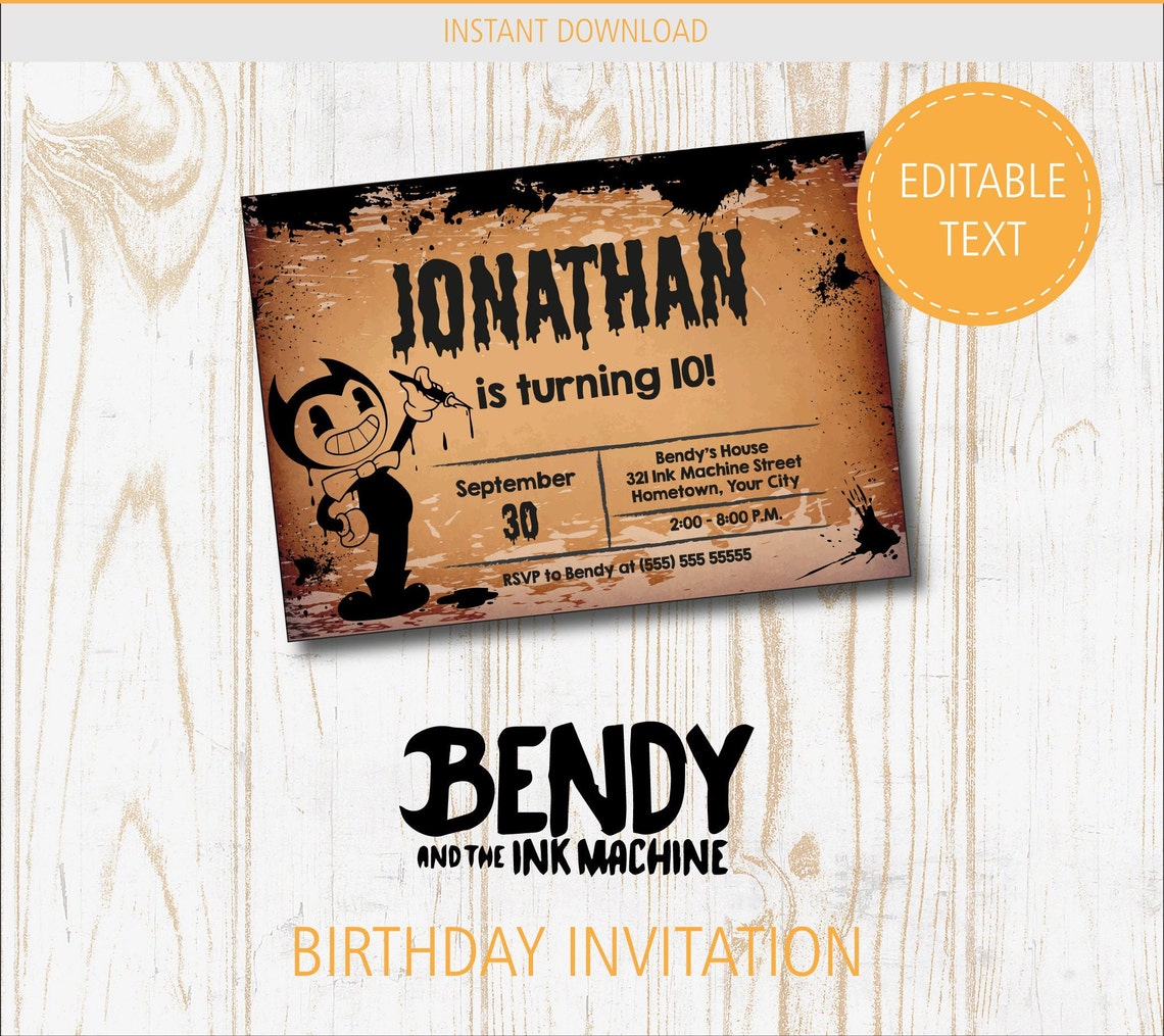 Bendy and the Ink Machine Birthday Party Printables Pack- Decorations W ...