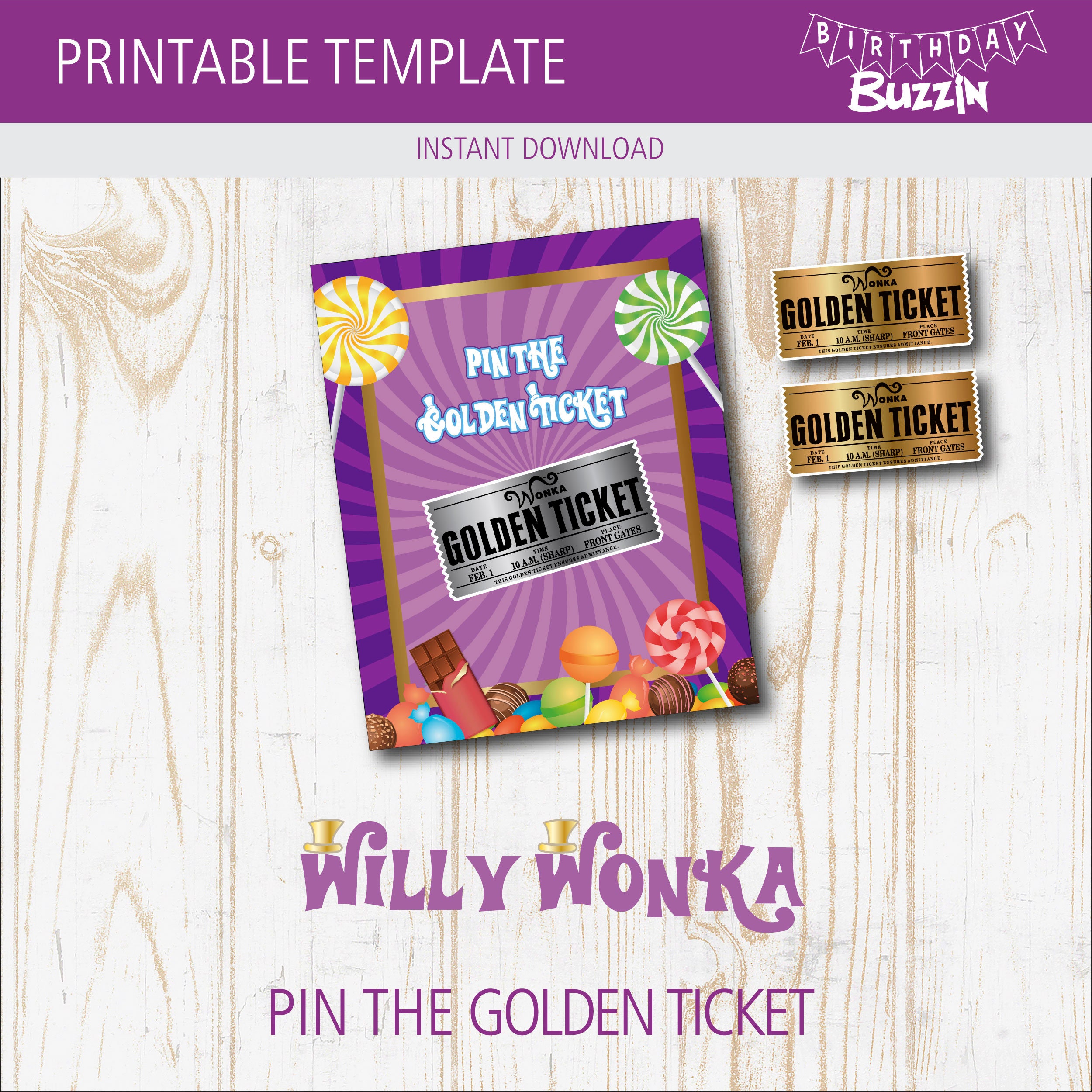 Willy Wonka Birthday Party Printables Pack- Decorations W/ Invitations ...